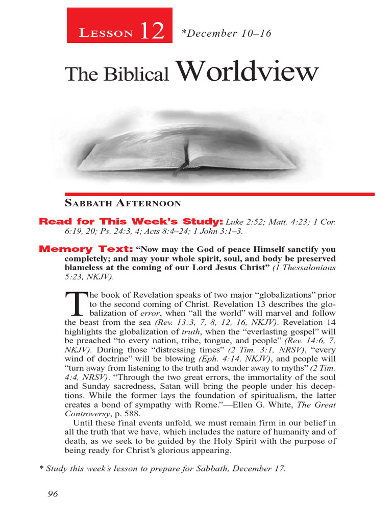 Lesson 12 - The Biblical Worldview | PDF | Religion & Spirituality