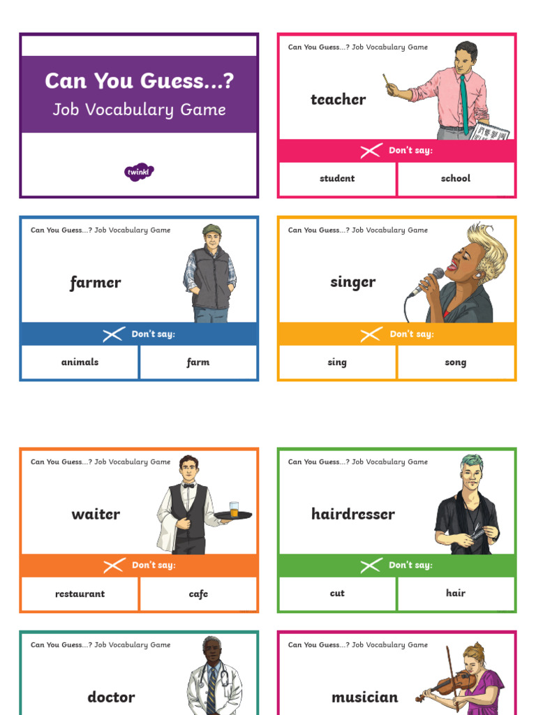 Can You Guess - Job Vocabulary Game | PDF