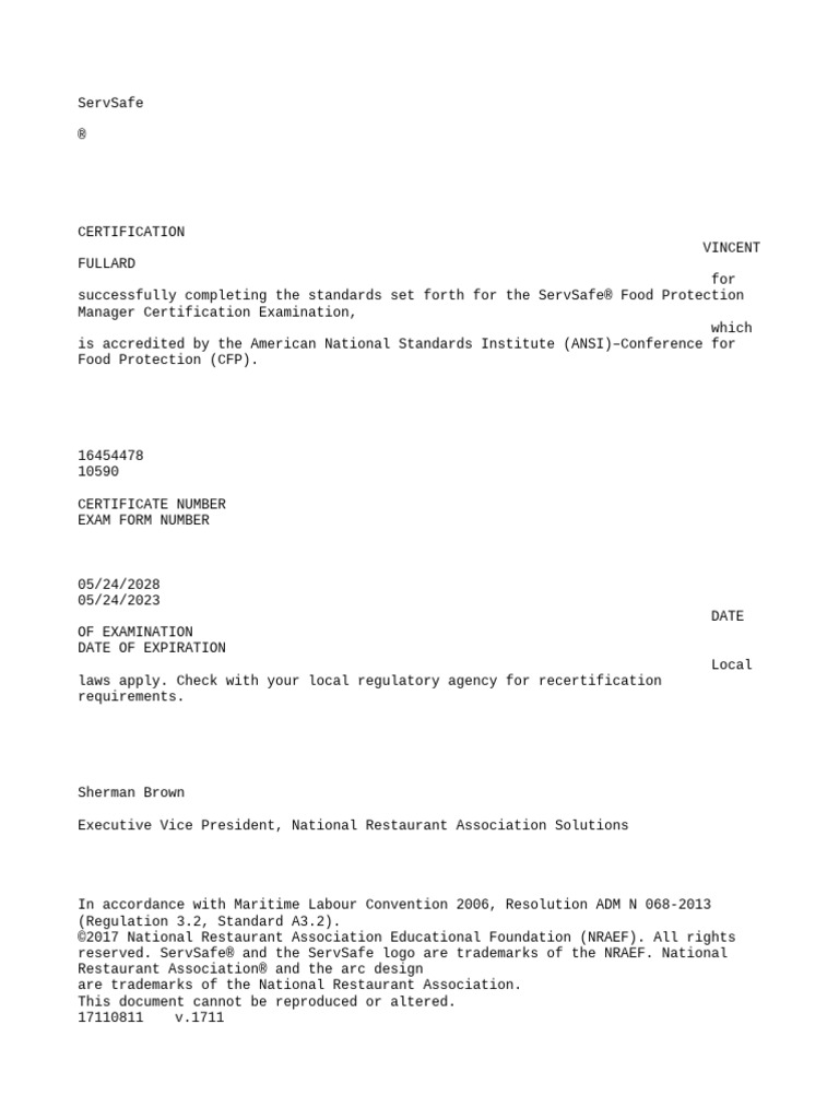 Servsafe Certificate Pdf – ServSafe Guided Notes Chapter 2 – TNHN