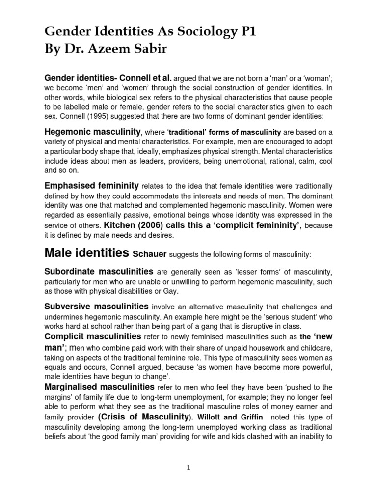 Understanding Gender Identities in Sociology | PDF