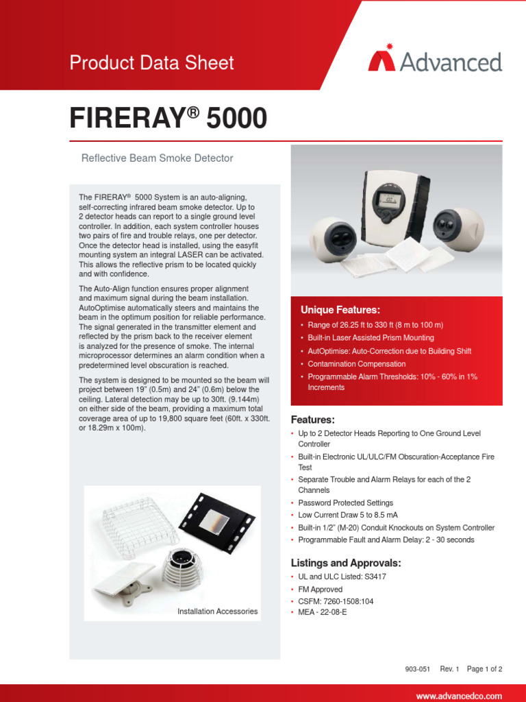 FIRERAY 5000 Reflective Beam Detector | PDF