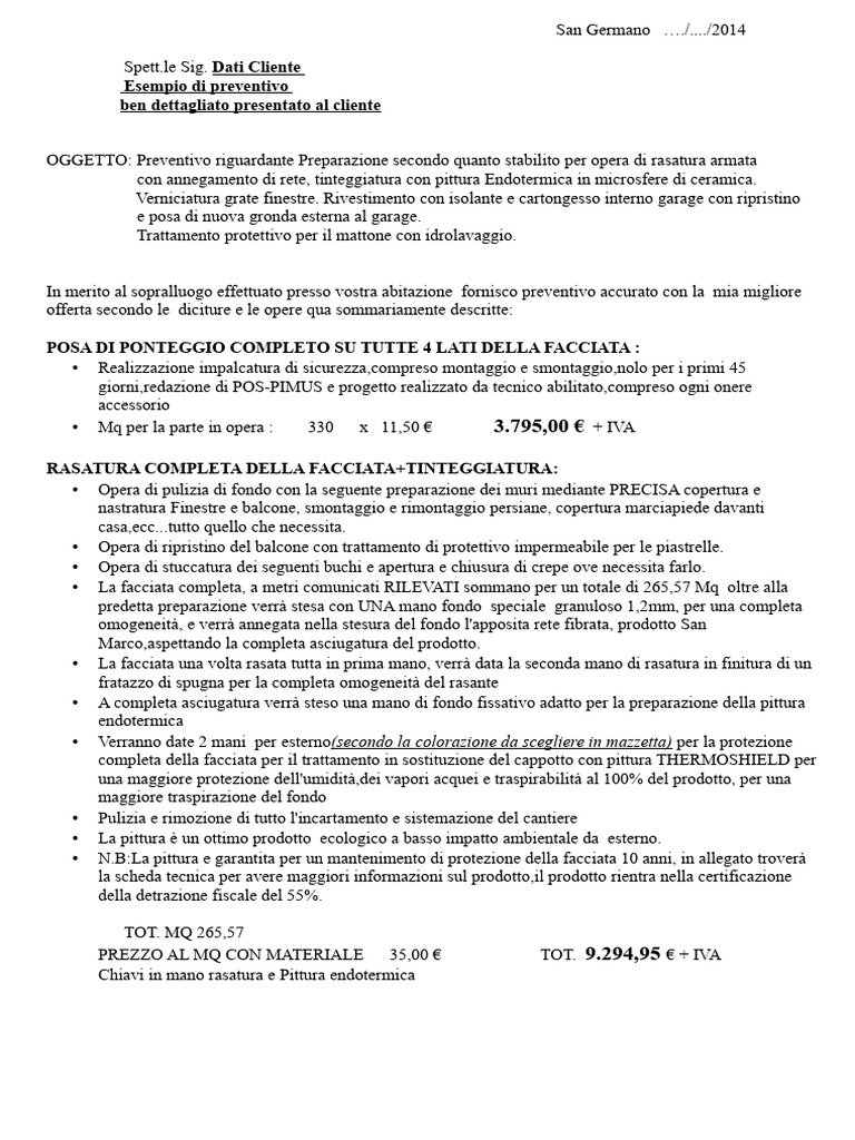 Esempio Di Preventivo | PDF