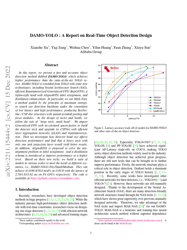 DAMO-YOLO: A Report On Real-Time Object Detection Design | PDF