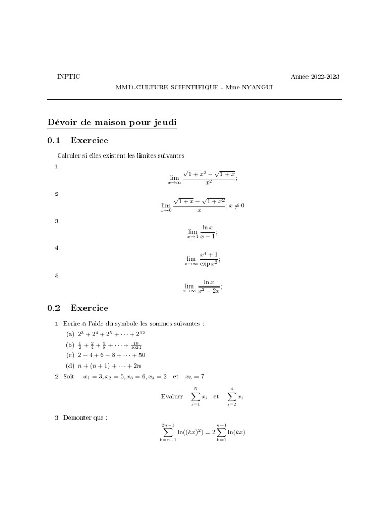 Devoir de Maison | PDF