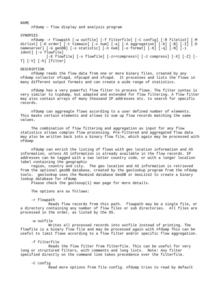 Nfdump | PDF | Internet Protocols | Networking