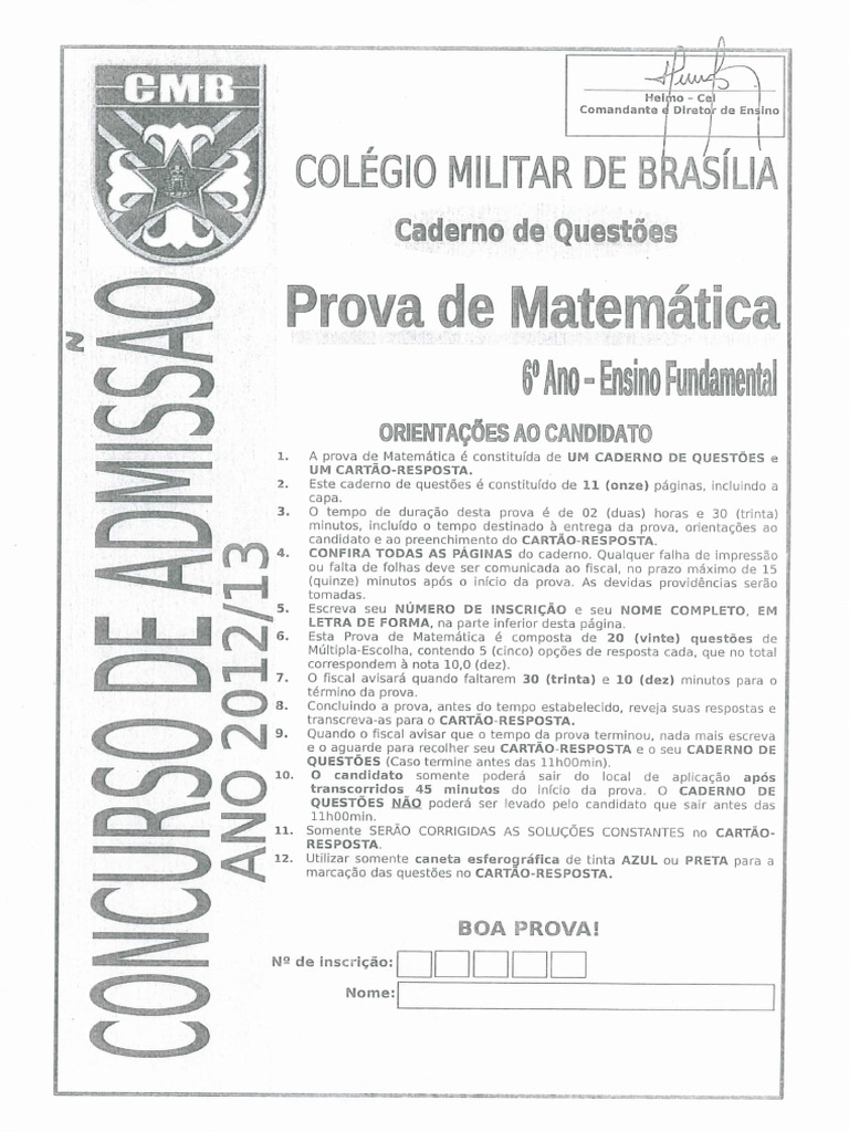 CMB Prova Mat 612 | PDF