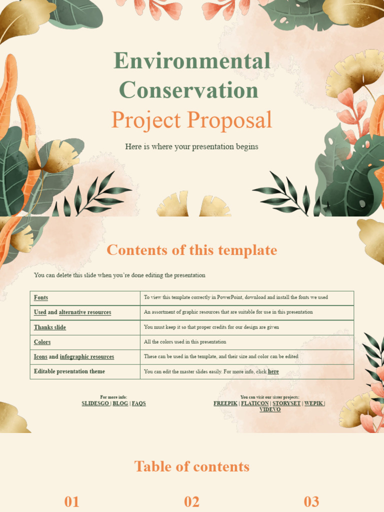 Environmental Conservation Project Proposal by Slidesgo | PDF