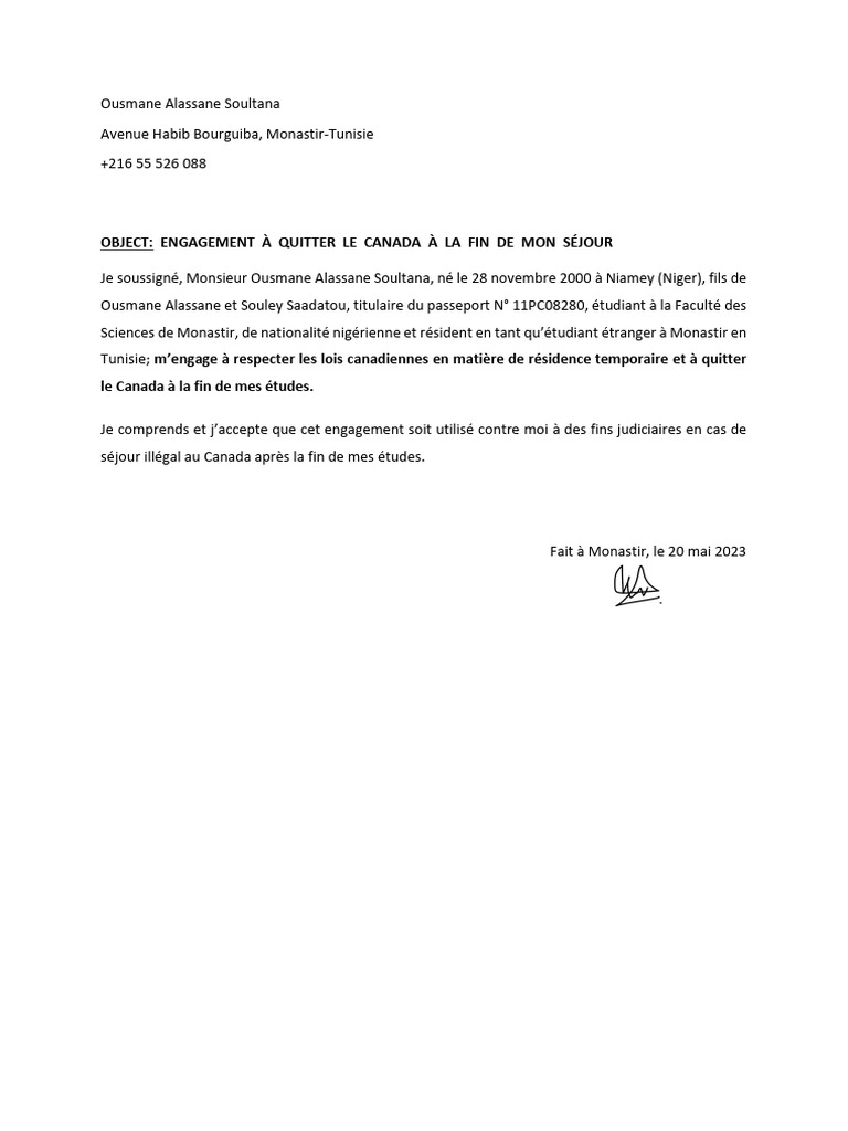 Lettre D'engagement | PDF