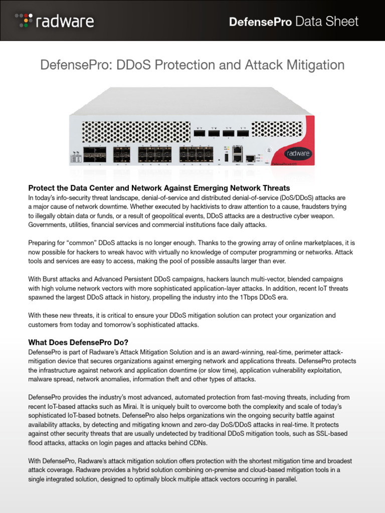 Radware DefensePro Data Sheet | PDF | Technology & Engineering