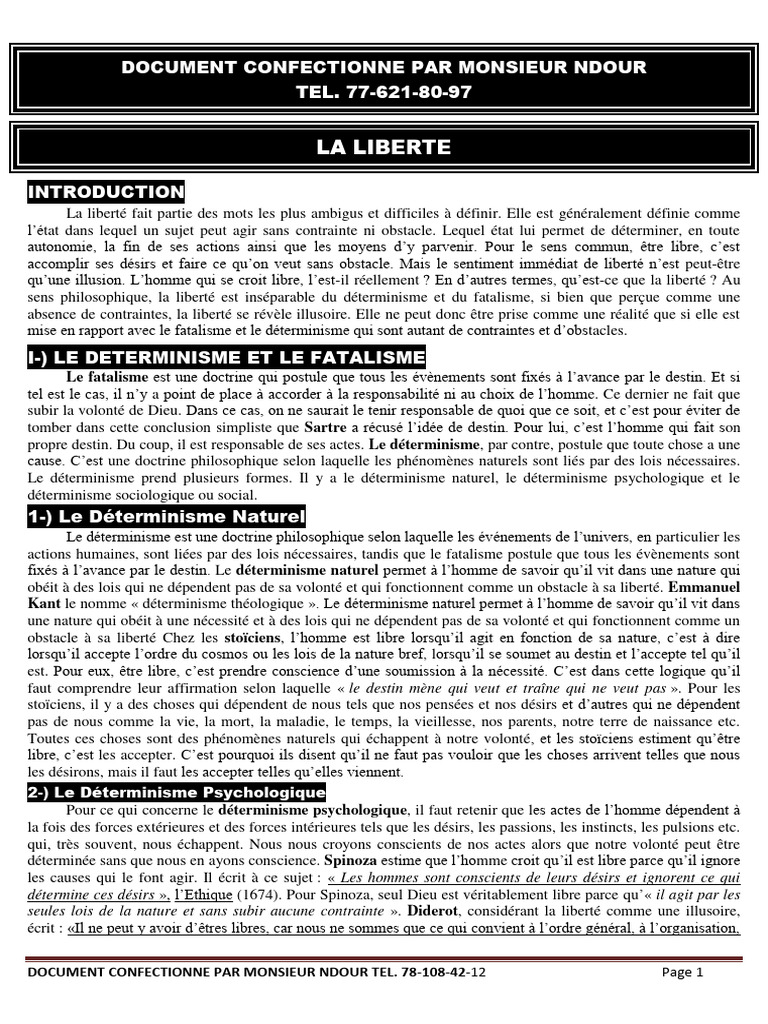 Liberté et Déterminisme : Une Analyse | PDF | Politique | Philosophie