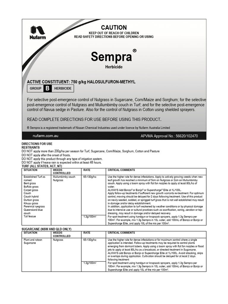 Sempra Herbicide - 24107957 | PDF