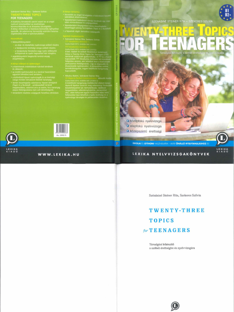 Twenty-Three Topics For Teenagers Társalgási Felkészítő A Szóbeli ...