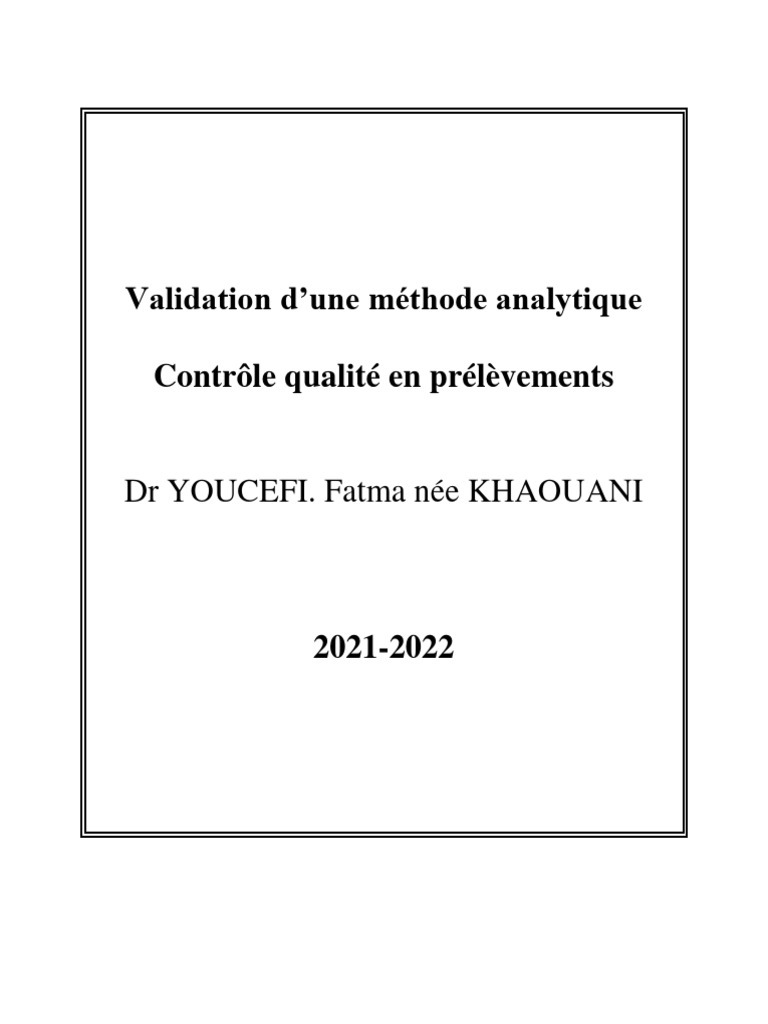 Validation D'une Méthode Analytique | PDF