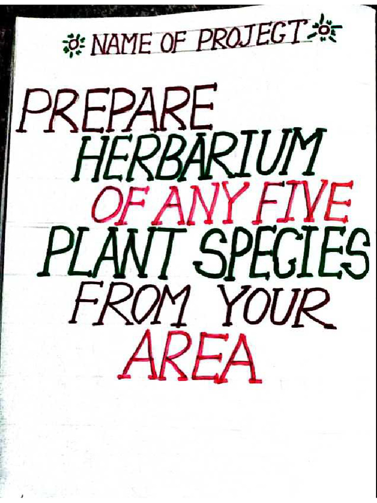 Project 1 - Prepare Herbarium of Any Five Plant Species From Your Area ...