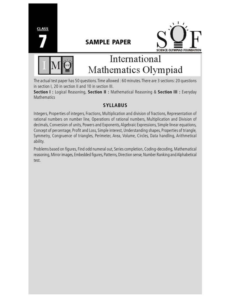 Sample Papers _ Science Olympiad Foundation (SOF) | Exponentiation ...