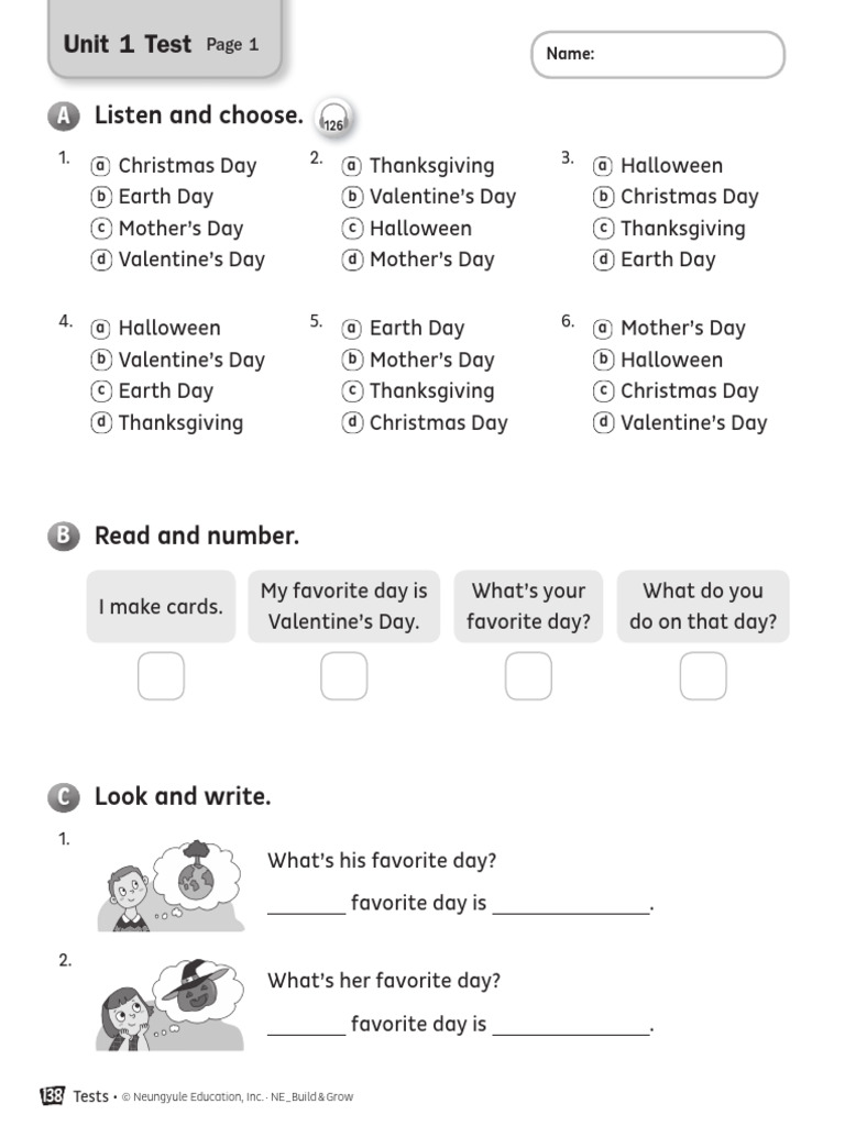 Come On Everybody 3 - Tests & Answer Keys (Int) | PDF