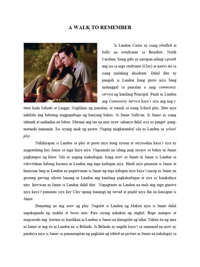 Sintesis - A WALK TO REMEMBER (Fili) | PDF