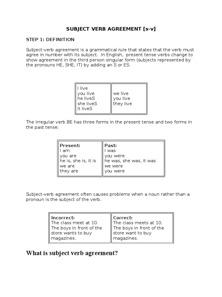 Subject-Verb Agreement Explained | PDF | Grammatical Number | Verb