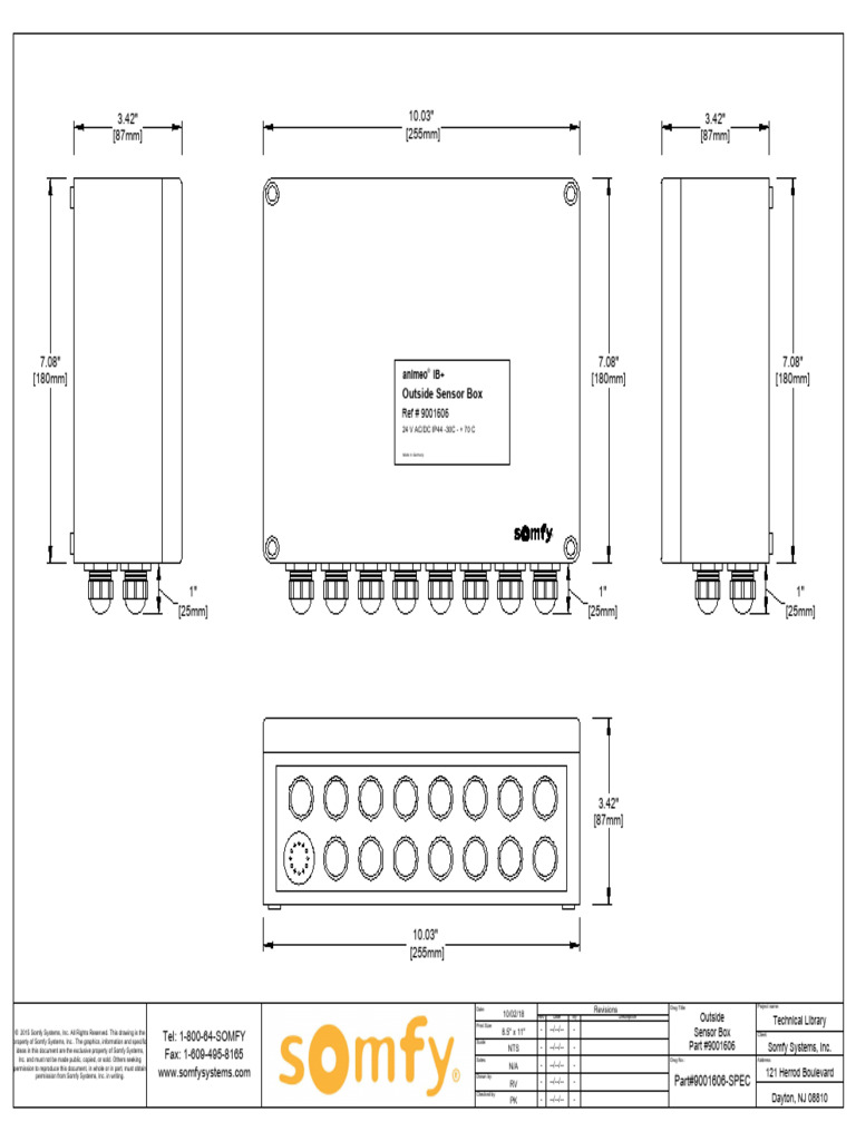 10.03" (255mm) 3.42" (87mm) 3.42" (87mm) : Outside Sensor Box | PDF