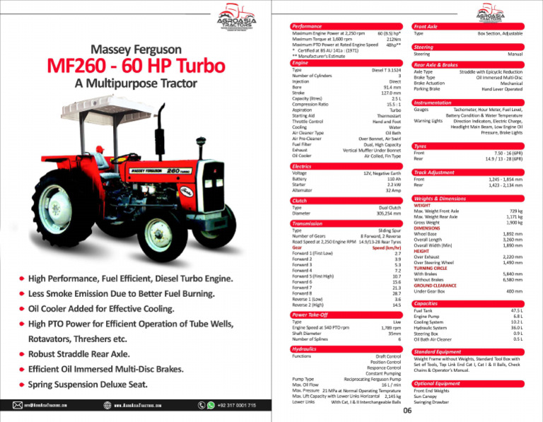 Tractor Specification MF 260 | PDF