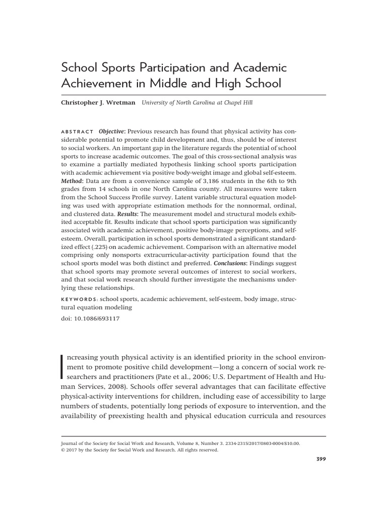 School Sports Participation and Academic Achievement in Middle and High ...