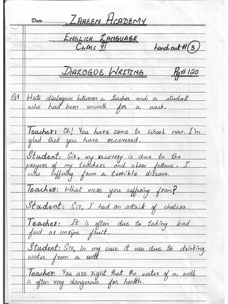 Class 6th Eng Lang Dialogue Writing | PDF