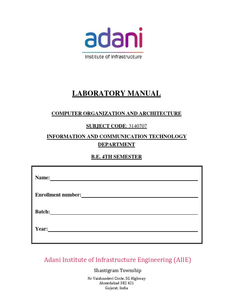 COA Lab Manual | PDF COA Lab Manual | PDF