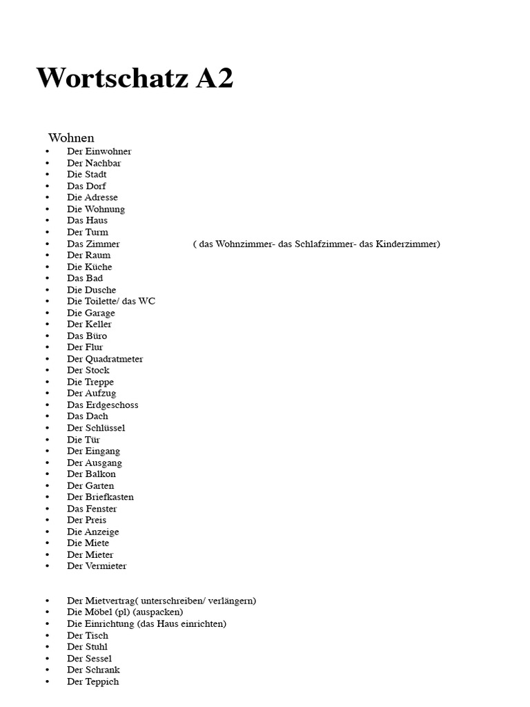 Wortschatz A2 | PDF