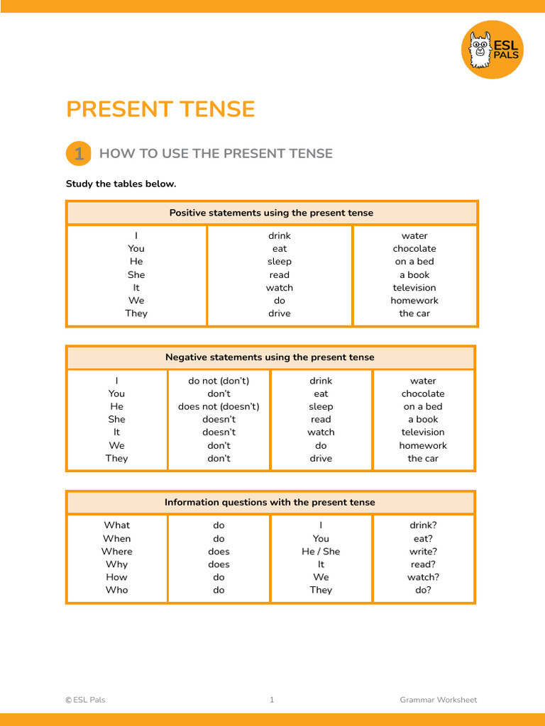 (TV - A1-A2) Present Tense | PDF