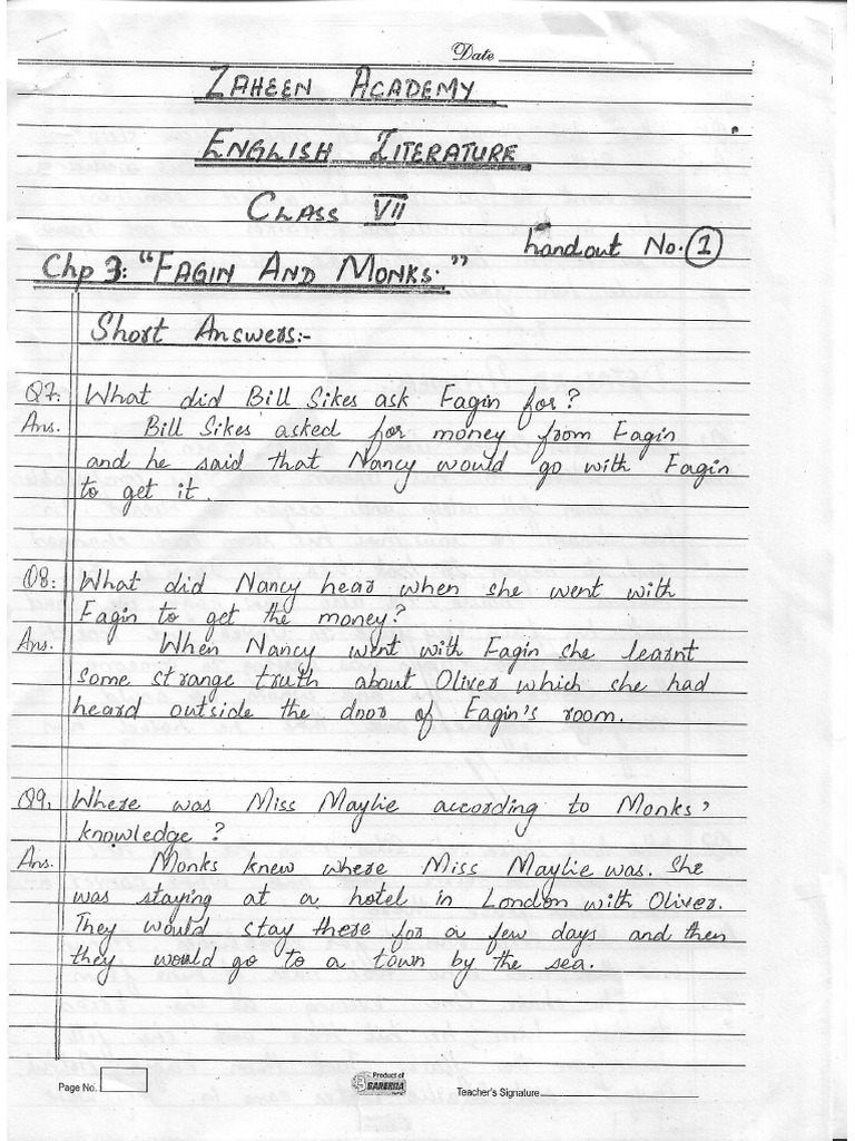 Class 7th Handouts Complete | PDF