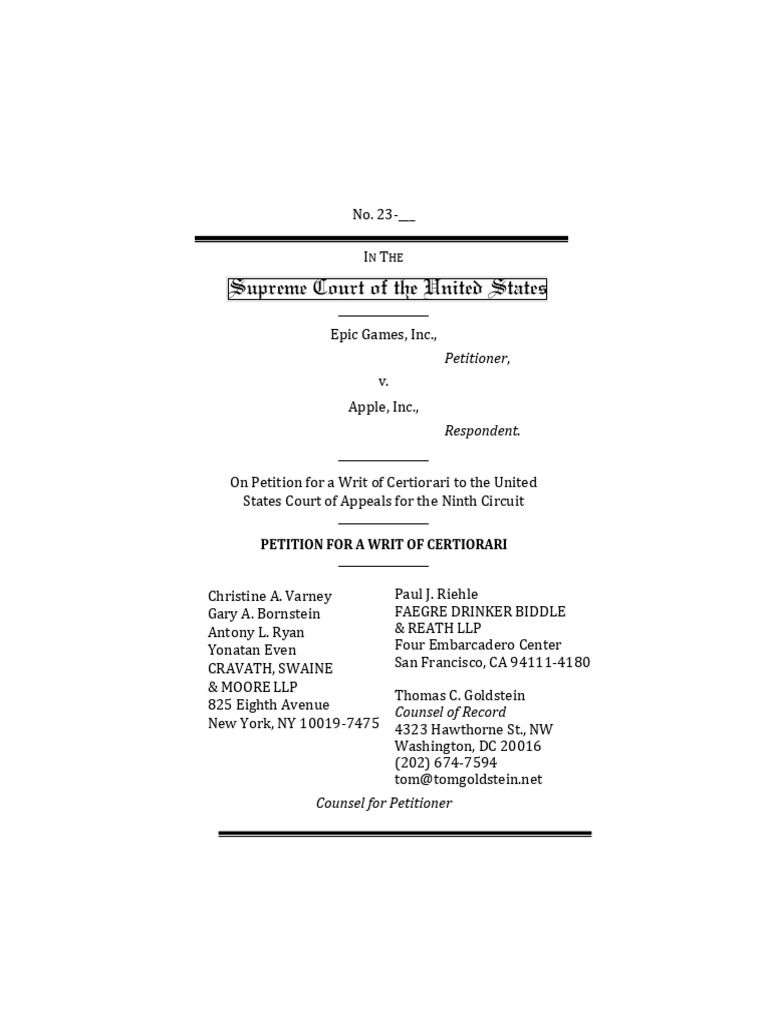 Epic Supreme Court Petition | PDF