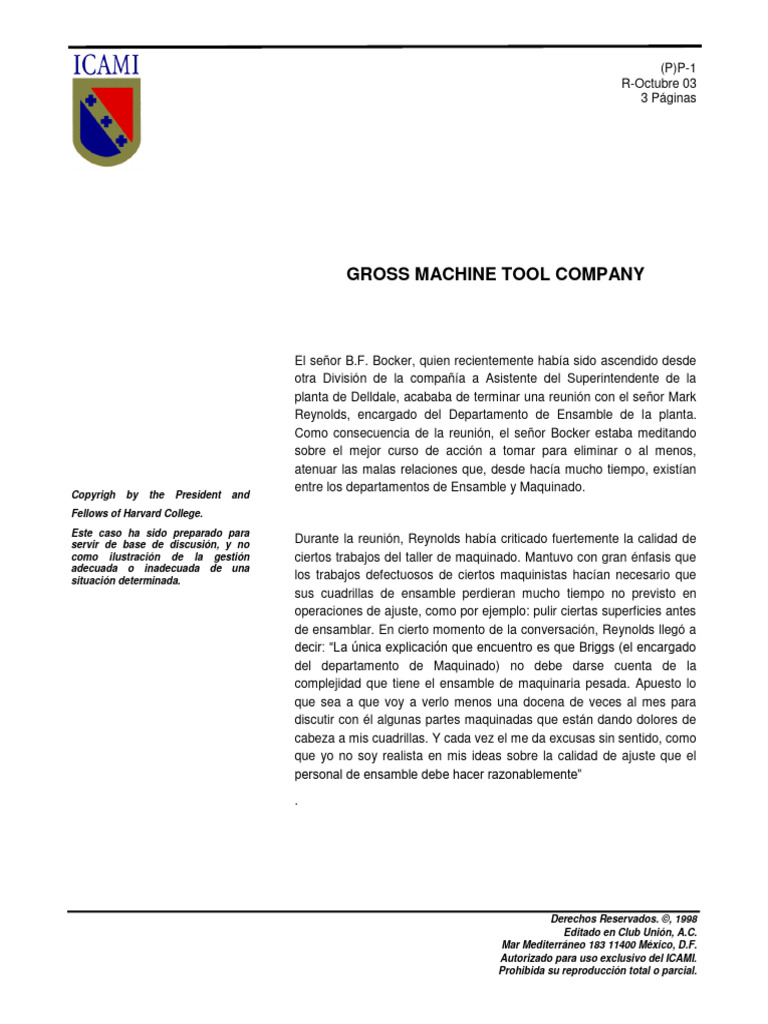 Caso Gross Machine Tool Company | PDF | Salario | Economias