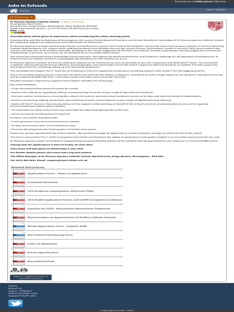 Vacancy - AV Technician | PDF