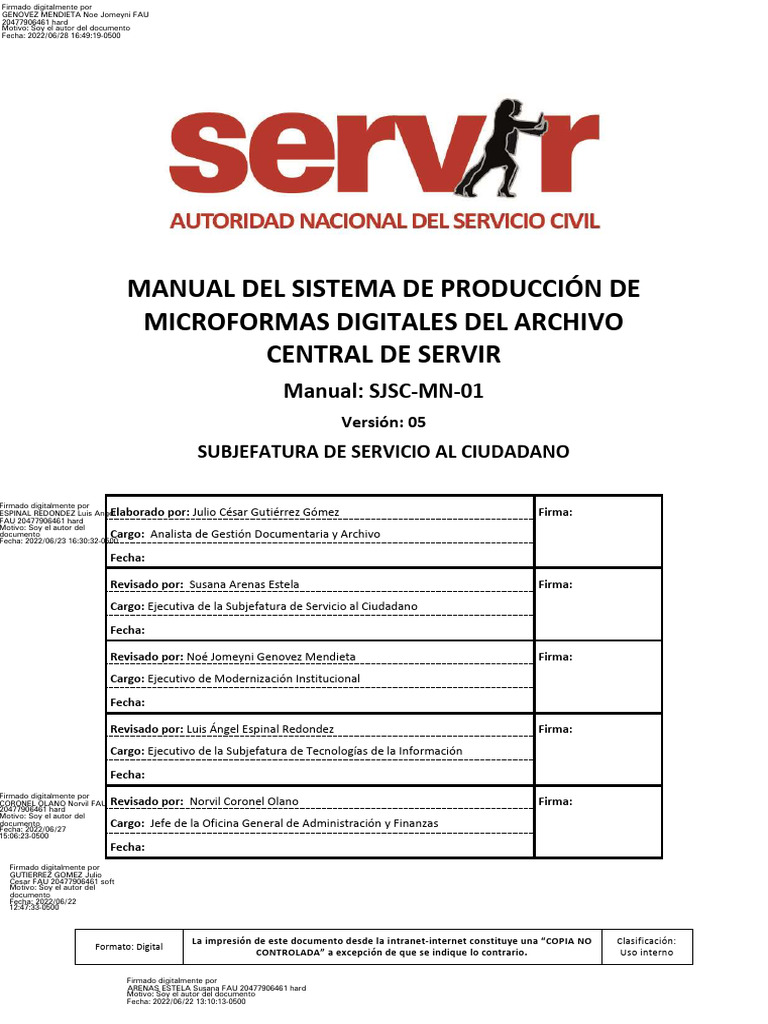 Manual Del Sistema de Producción de Microformas Digitales Del Archivo Central de SERVIR | PDF ...