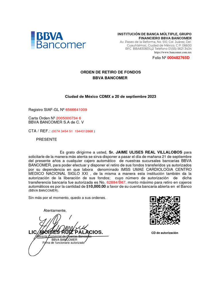 Retiro Bbva Bancomer | PDF | Finanzas y dinero