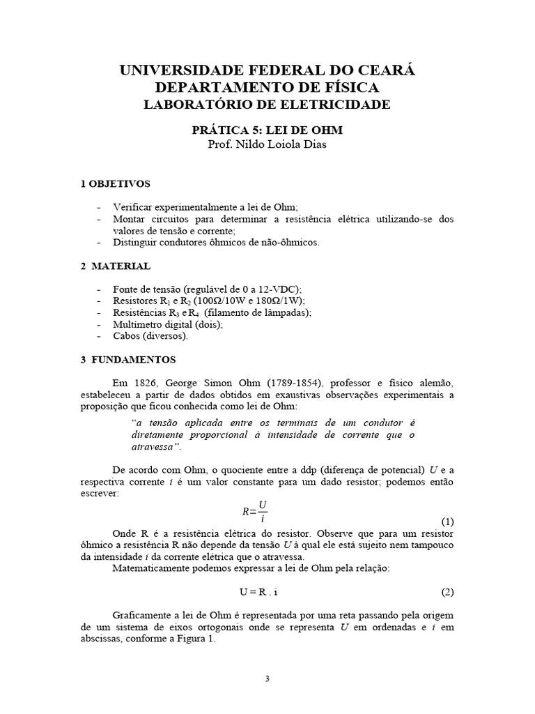 Roteiro 5 Lei de Ohm 2023 | PDF