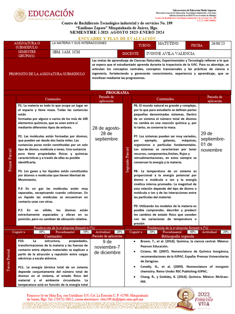 Lmysi Encuadre y Plan de Evaluacion Ago 2023 - Ene 2024 | PDF