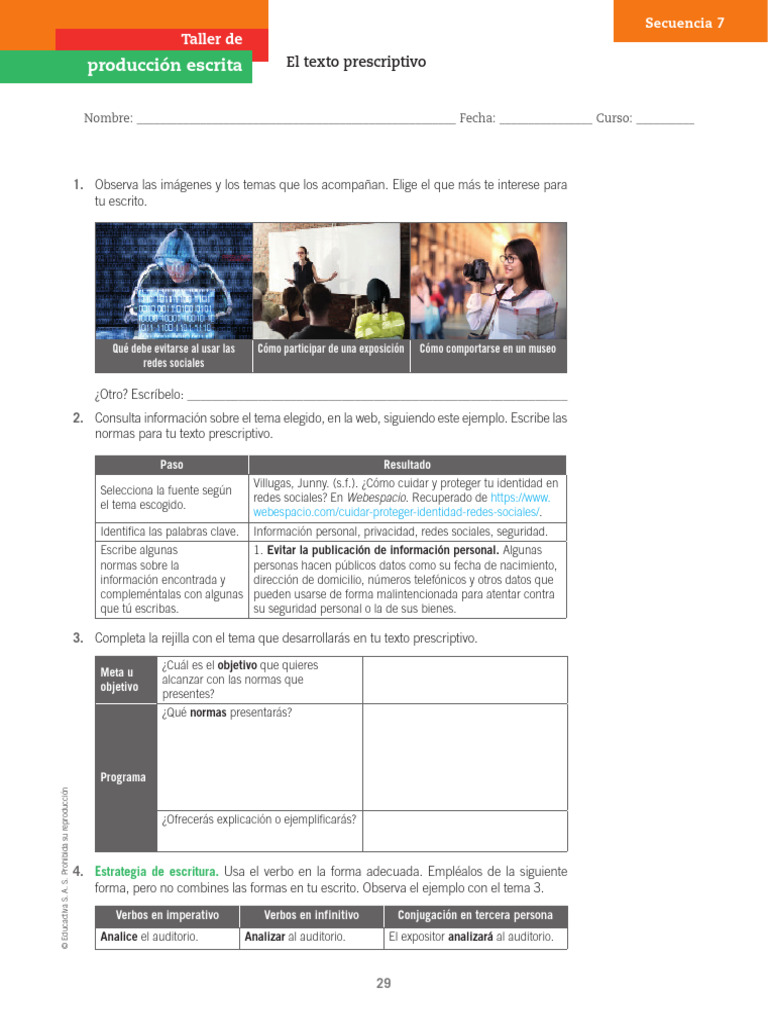 Taller de Producción Escrita El Texto Prescriptivo | PDF | Informática