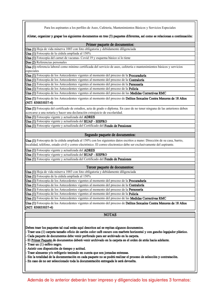 Paquete Documentos Procesos de Contratacion | PDF