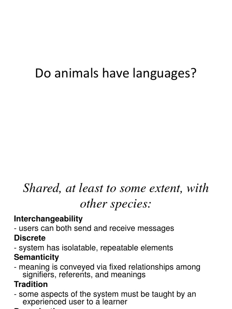 Animal Communication vs. Human Language | PDF