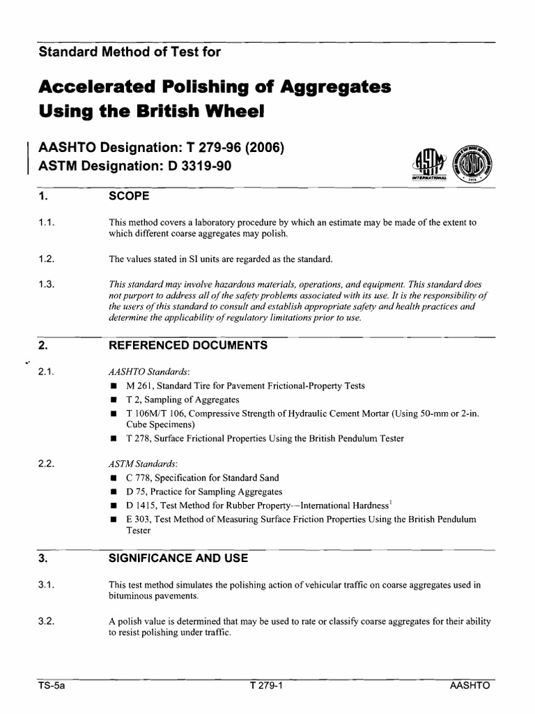 T 279-96 (2006) Accelerated Polishing of Aggregates Using TH | PDF ...