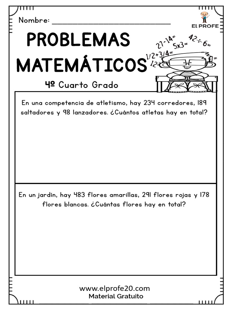 Problemas Matemáticos para 4° Grado | PDF | Hogar, jardinería y bricolaje