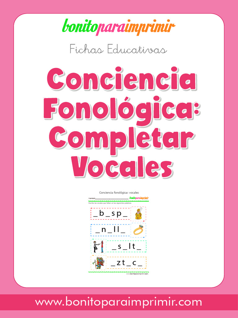 Completar Palabras con Vocales | PDF | Vocal | Voz humana