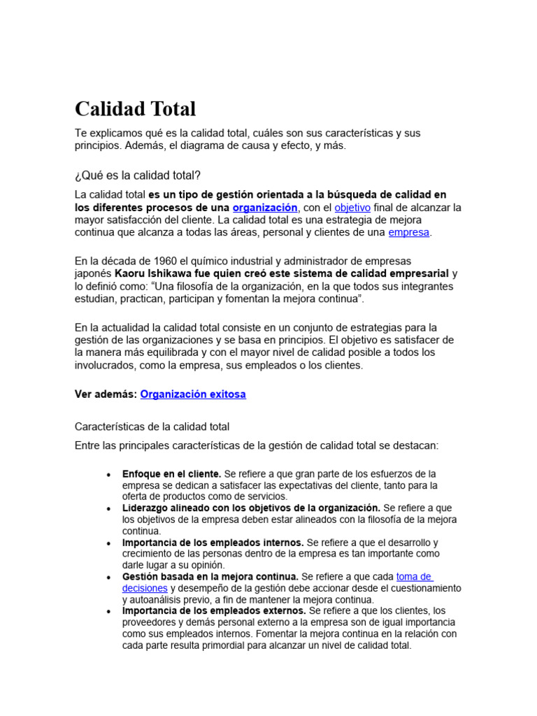 Calidad Total | PDF | Calidad (comercial) | Business