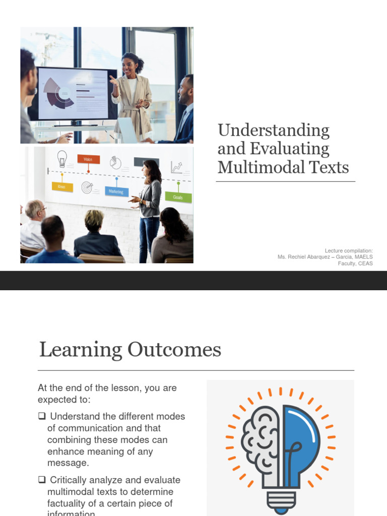 Understanding and Evaluating Multimodal Texts | PDF | Language Arts & Discipline