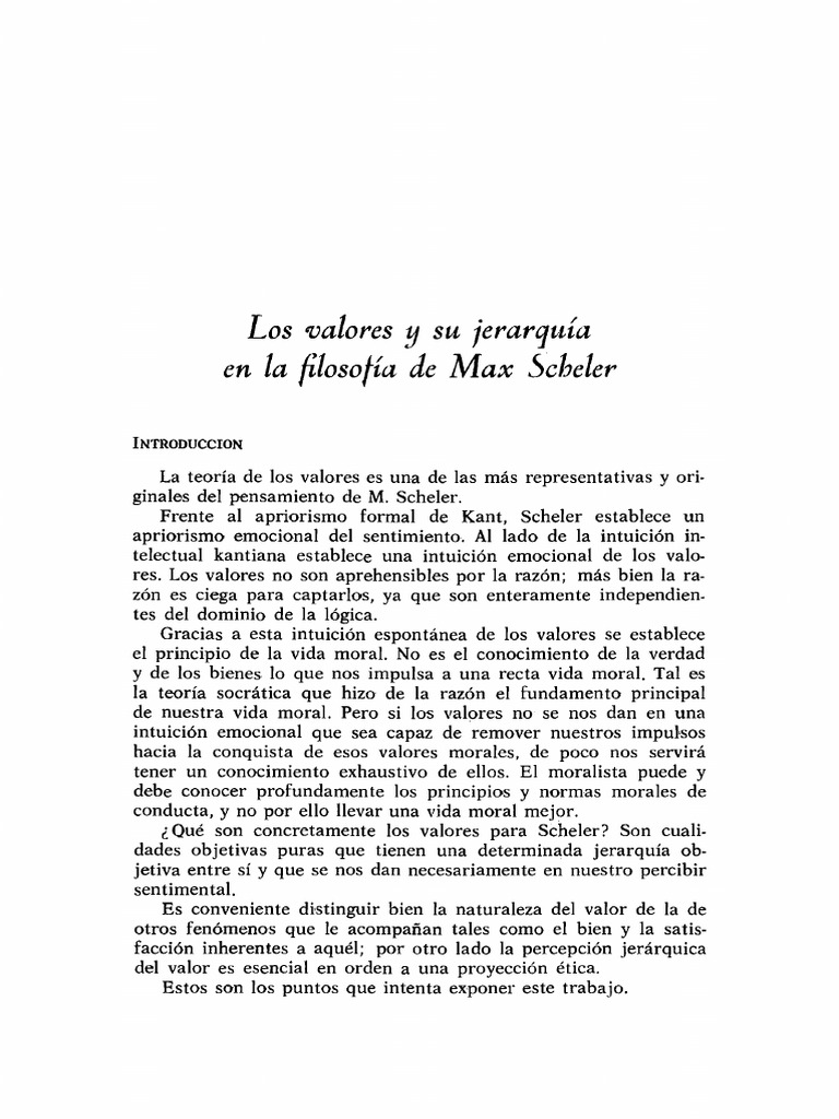 Jerarquía de Valores en Scheler | PDF | Filosofía