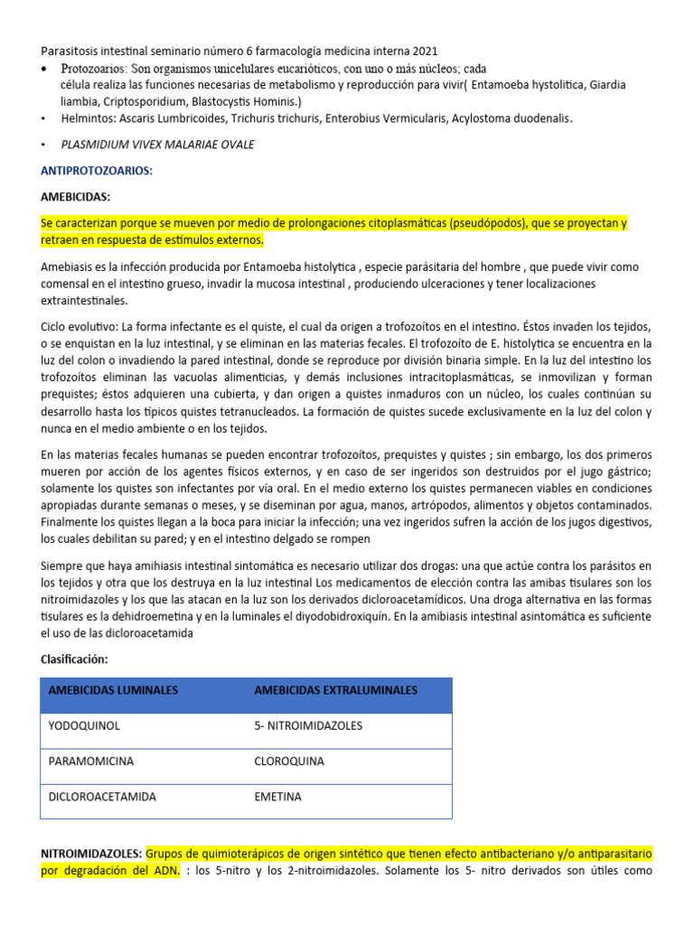 Parasitosis Intestinal 2021 | PDF