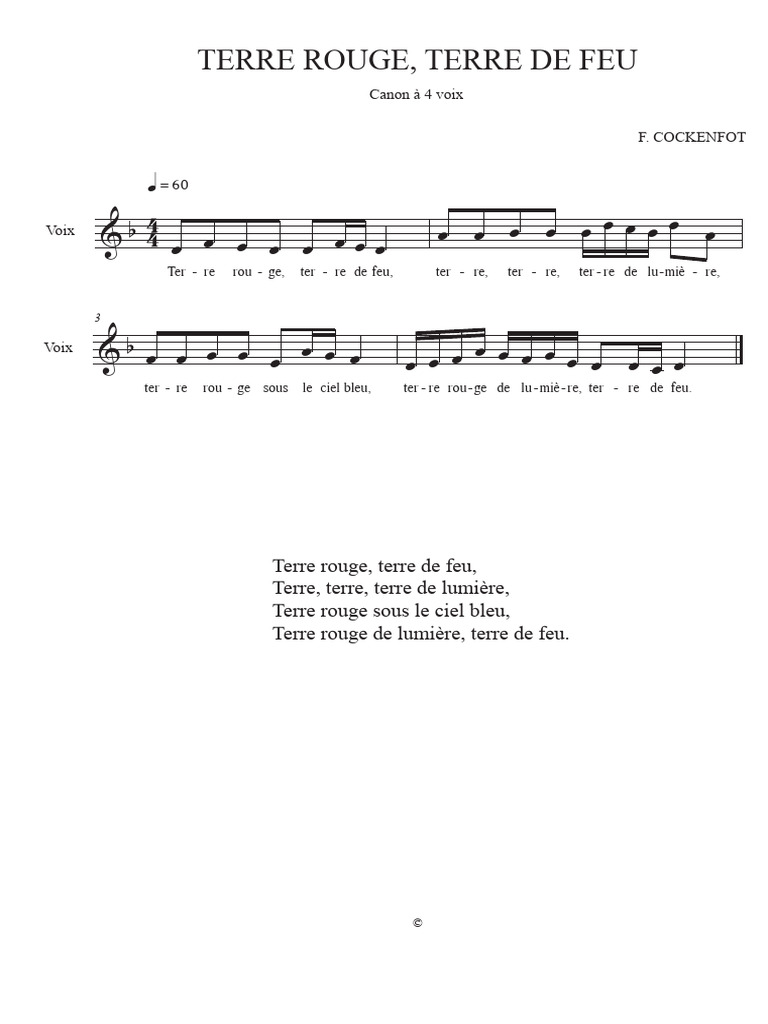 Terre Rouge, Terre de Feu - Score | PDF