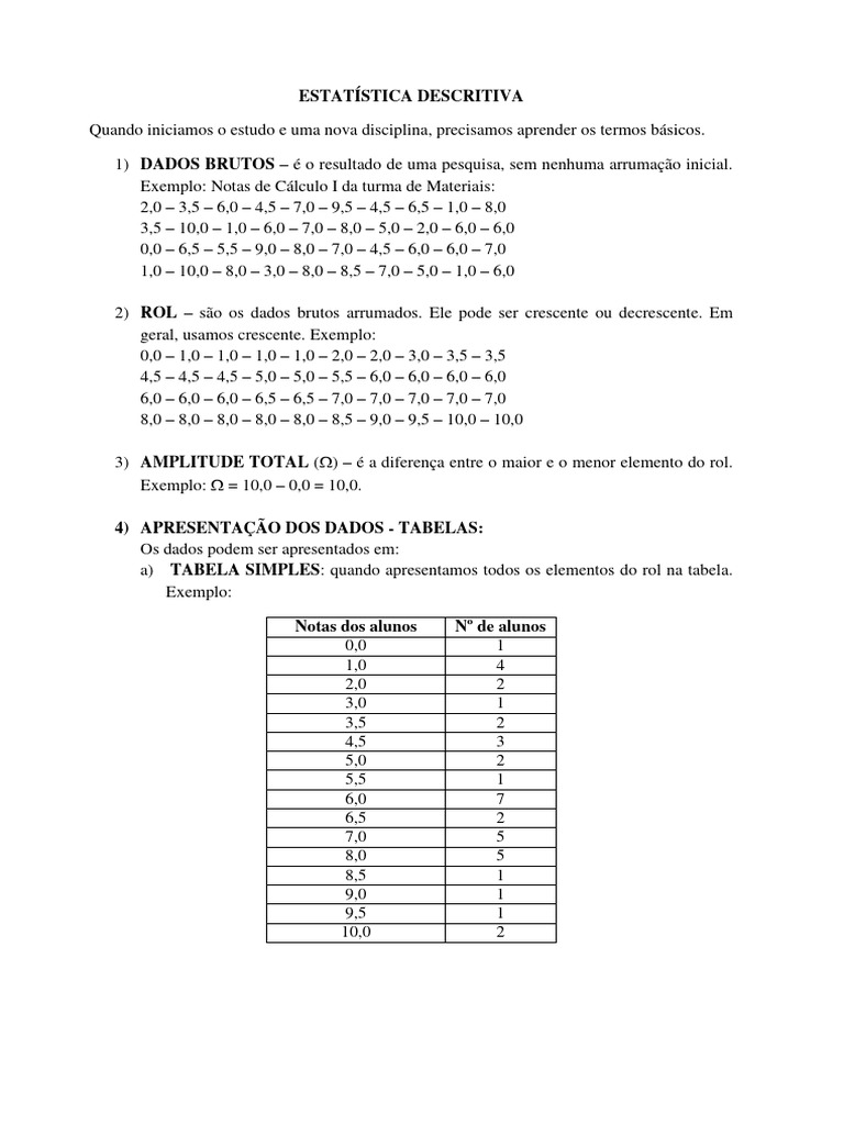 Fundamentos de Estatística Descritiva | PDF