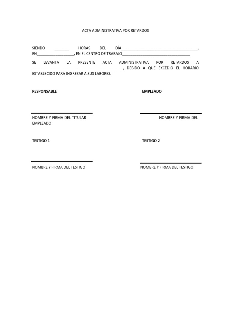 Acta Administrativa Por Retardos | PDF